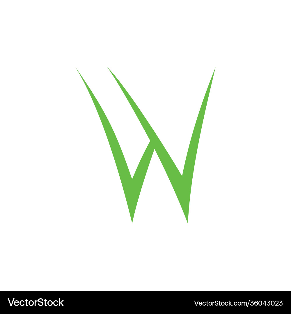 Letter w simple green grass logo Royalty Free Vector Image