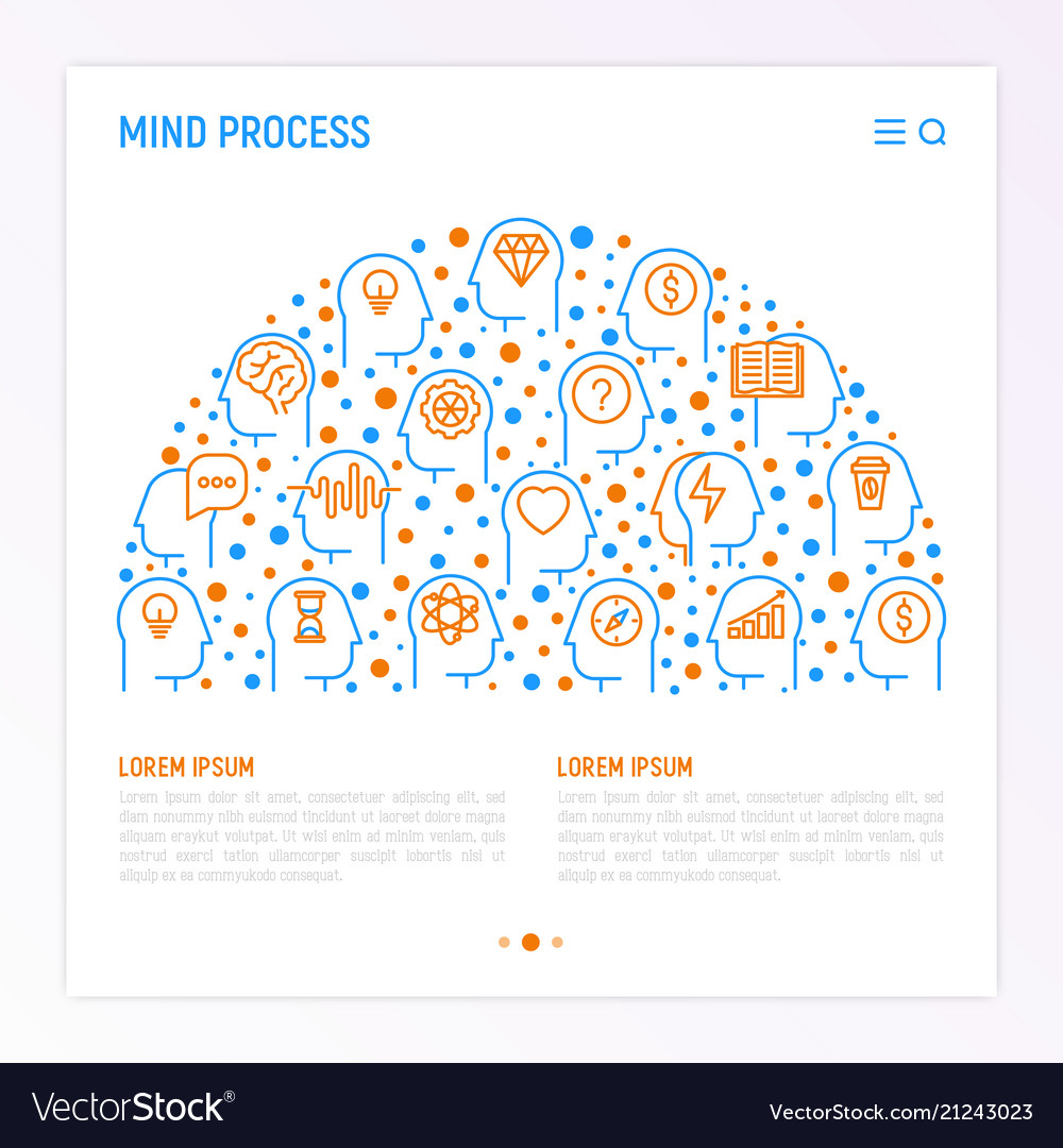 Mind process concept in half circle Royalty Free Vector