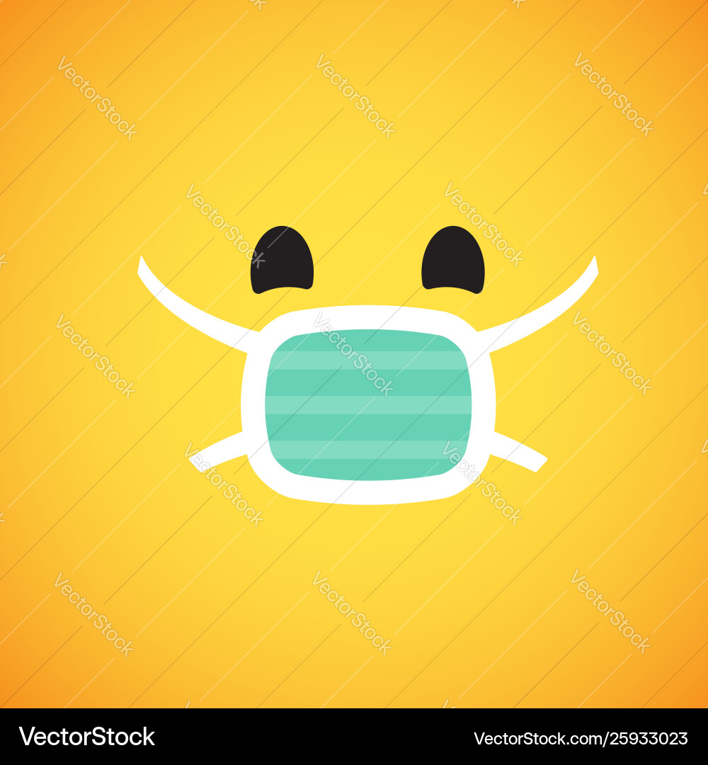 Realistic yellow emoticon in front a yellow Vector Image