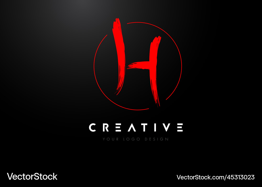 Red h brush letter logo design artistic Royalty Free Vector