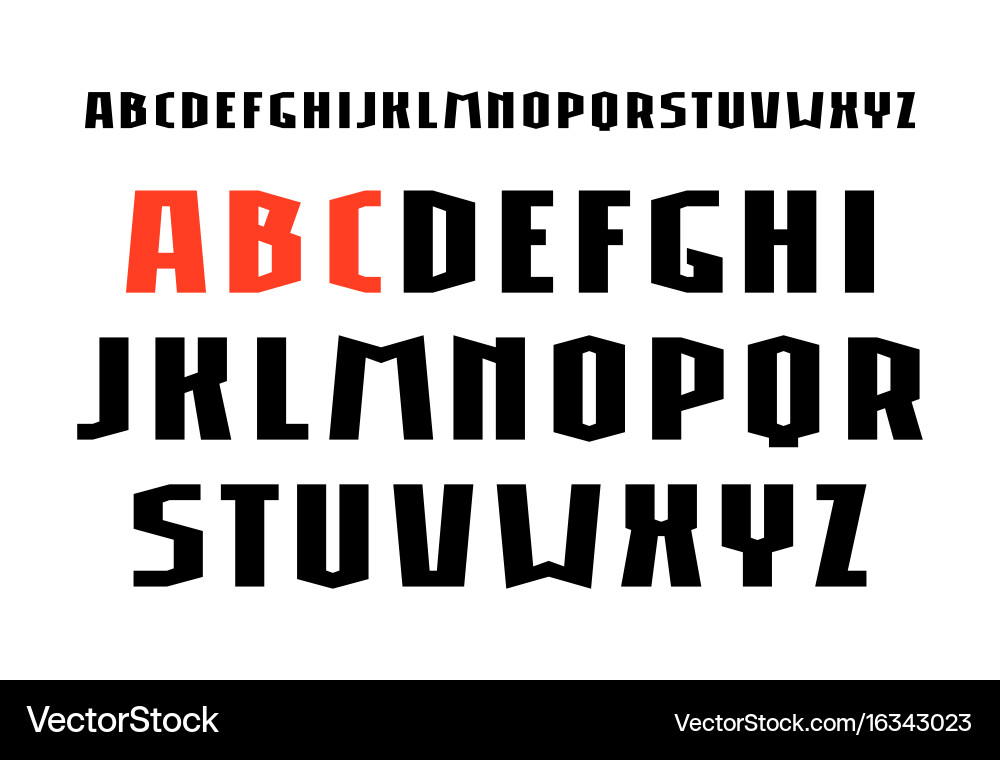 Sanserif font in weightlifting style Royalty Free Vector