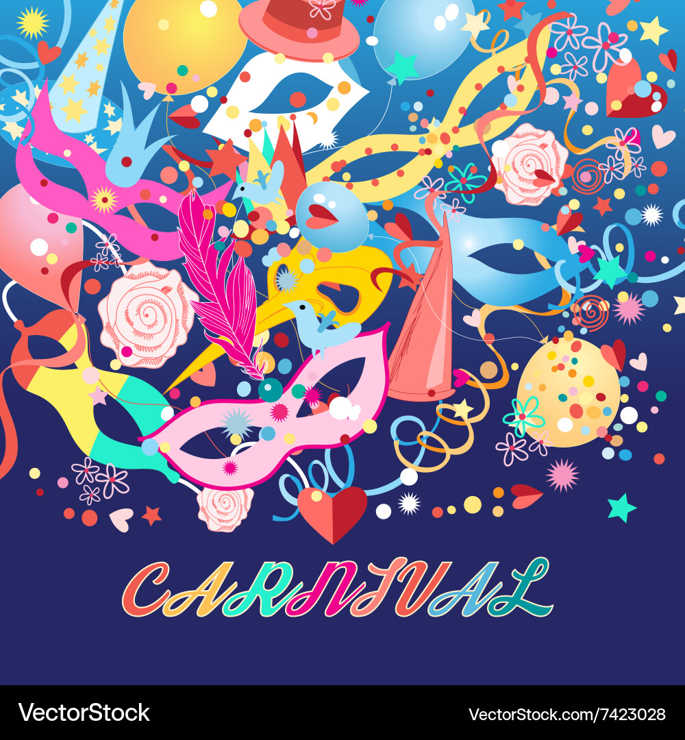 Bright colorful a carnival background with mask Vector Image