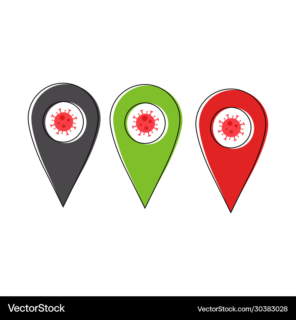 Covid19-19 pins coronavirus location Royalty Free Vector