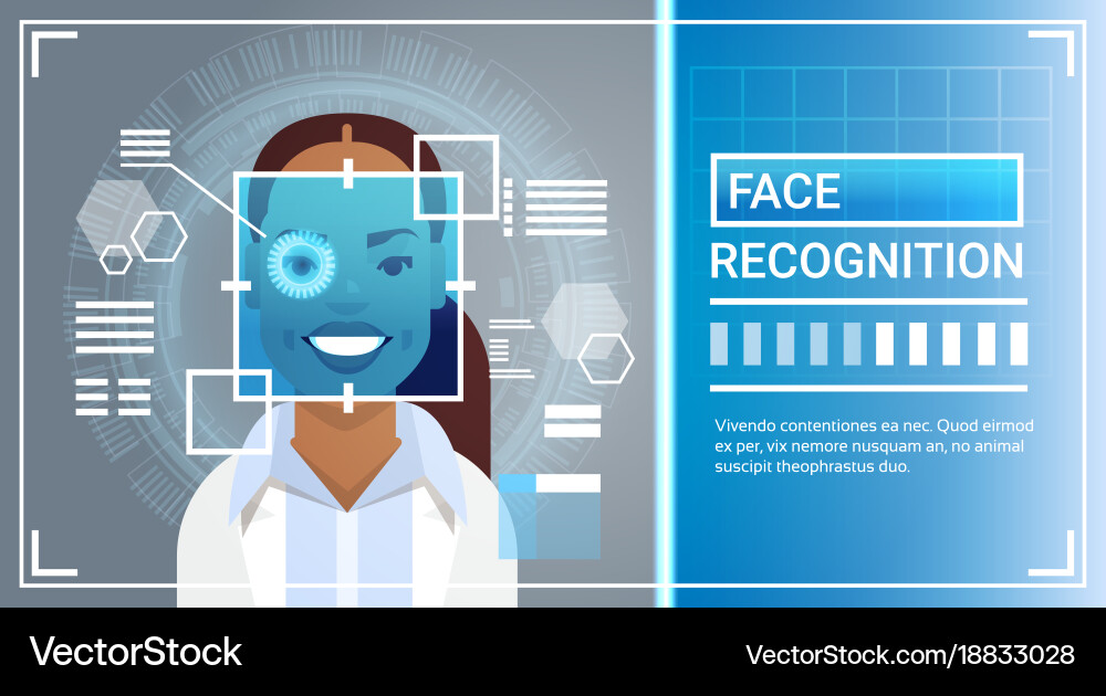 Face recognition system eye retina scanning of Vector Image