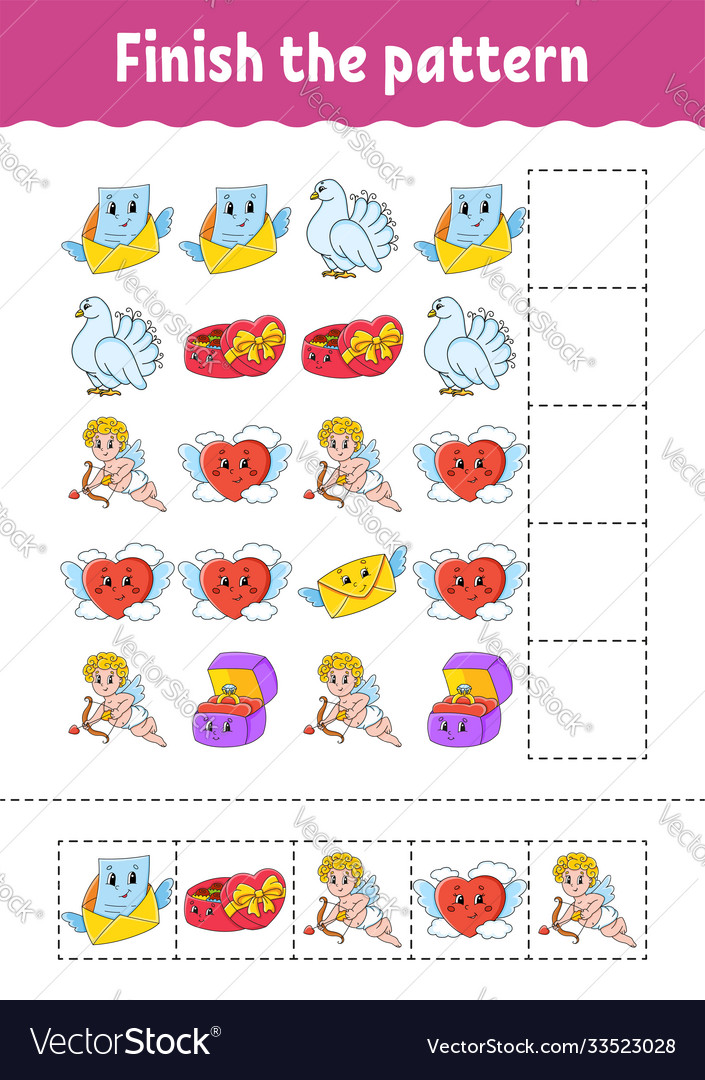 Finish pattern cut and play education Royalty Free Vector