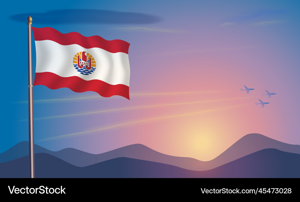 French polynesia flag in the morning sun Vector Image