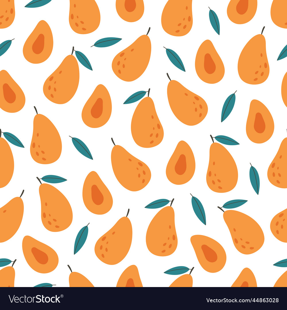 Fresh Mango Seamless Pattern Exotic And Tropical Vector Image