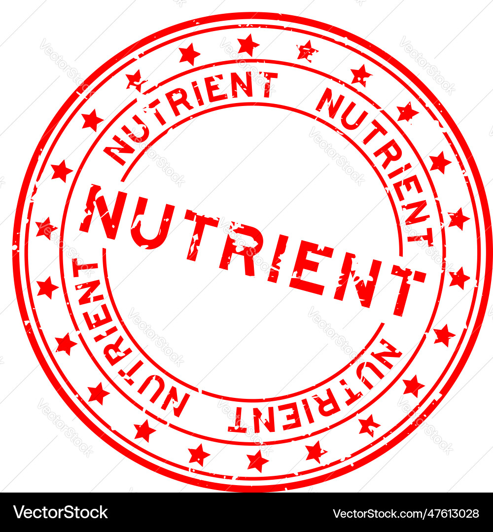 Grunge red nutrient word with star icon round Vector Image