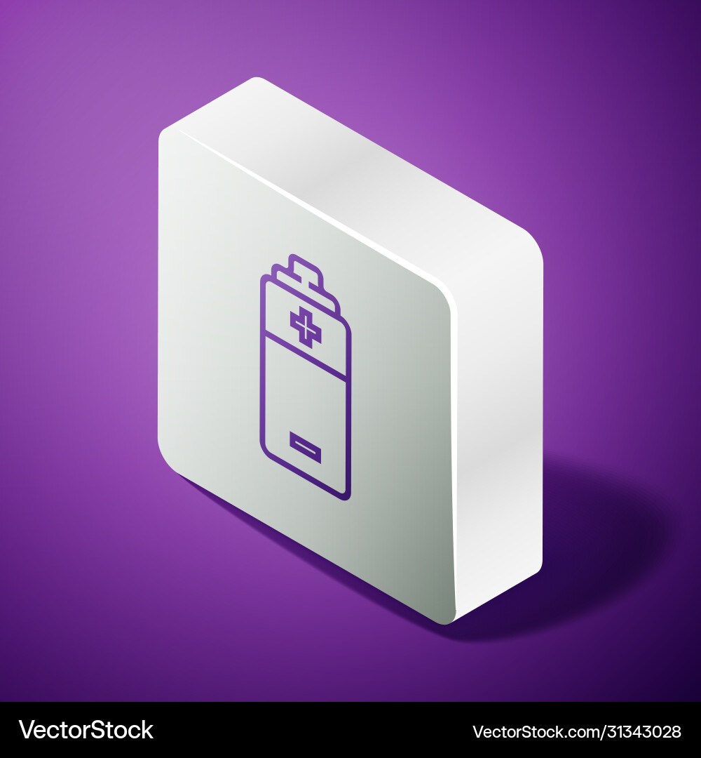 Isometric line battery icon isolated on purple Vector Image