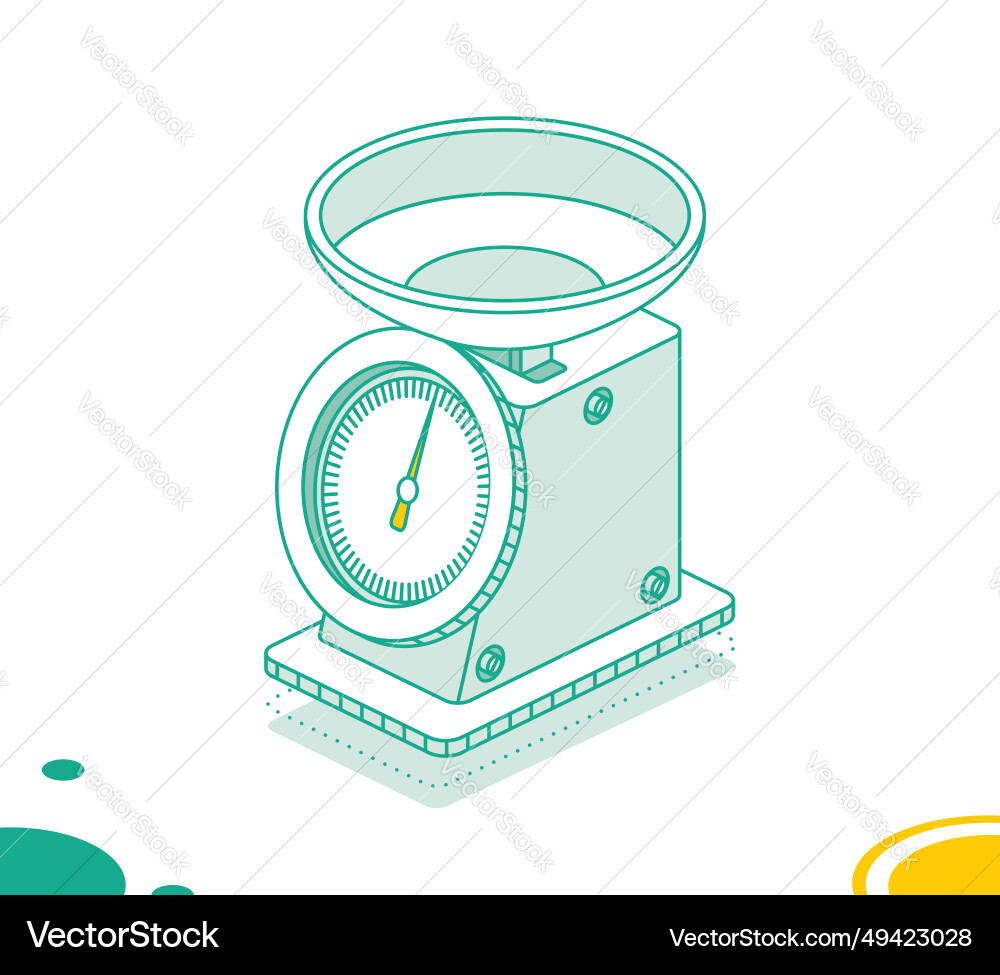 Kitchen classic scales with weighing bowl Vector Image
