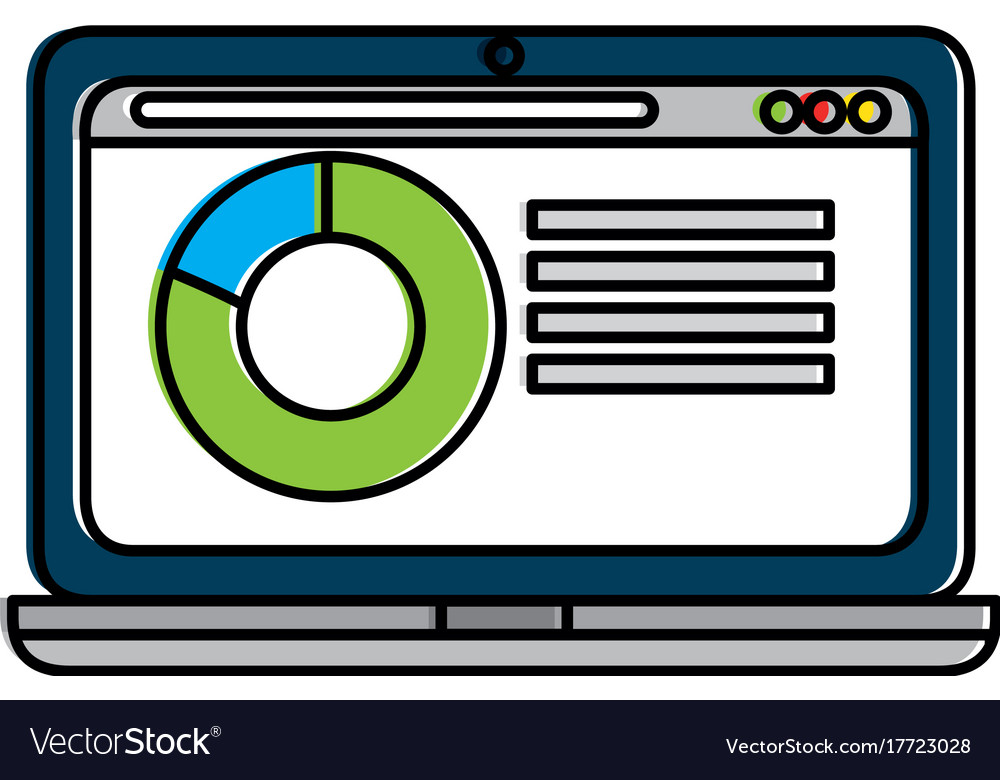 Laptop computer with statistics Royalty Free Vector Image