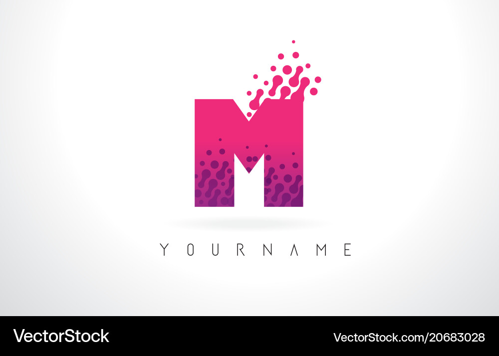 M letter logo with pink purple color Royalty Free Vector