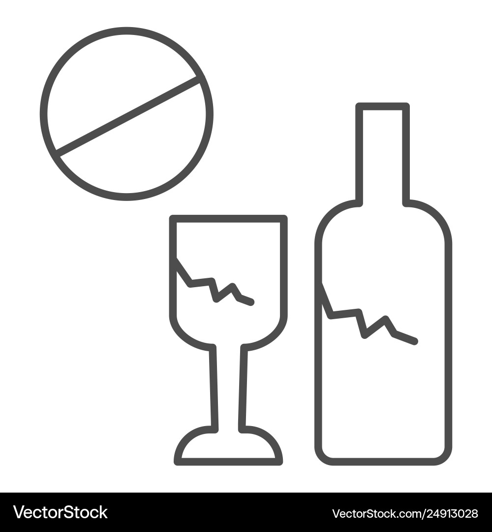 No glass or bottles thin line icon broken Vector Image