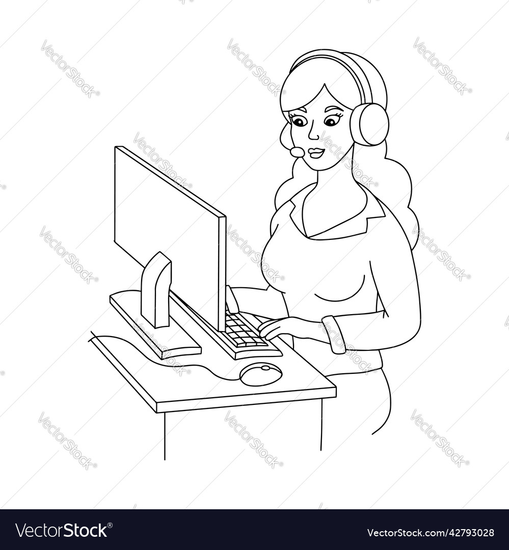 Outline contour design element isolated on white Vector Image