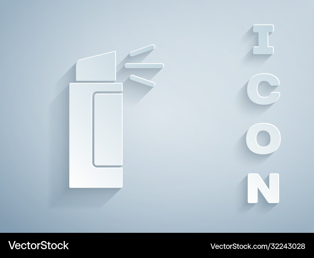 Paper cut pepper spray icon isolated on grey Vector Image