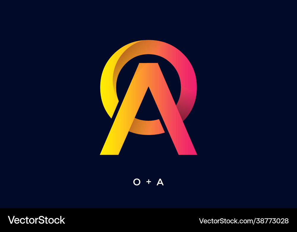 Pink yellow gradient color ao initial letter Vector Image