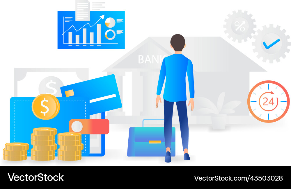 Saving money in the bank Royalty Free Vector Image