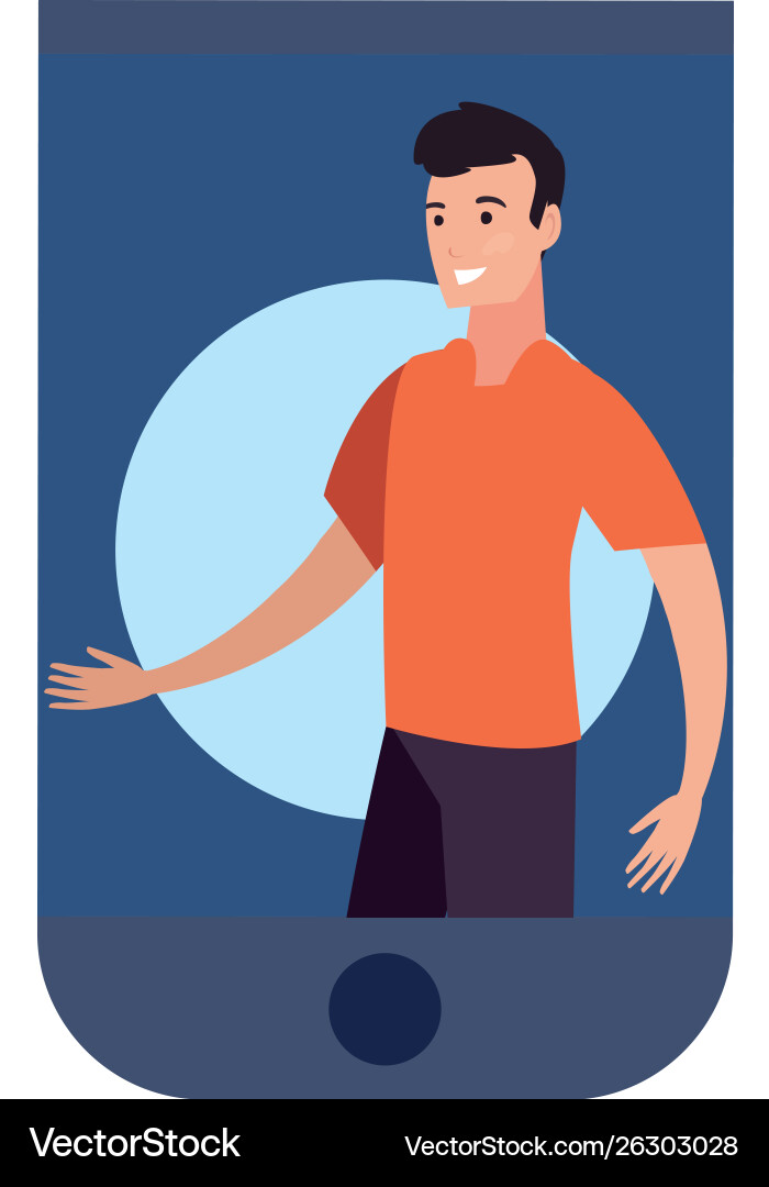 Smartphone man happy people avatar Royalty Free Vector Image