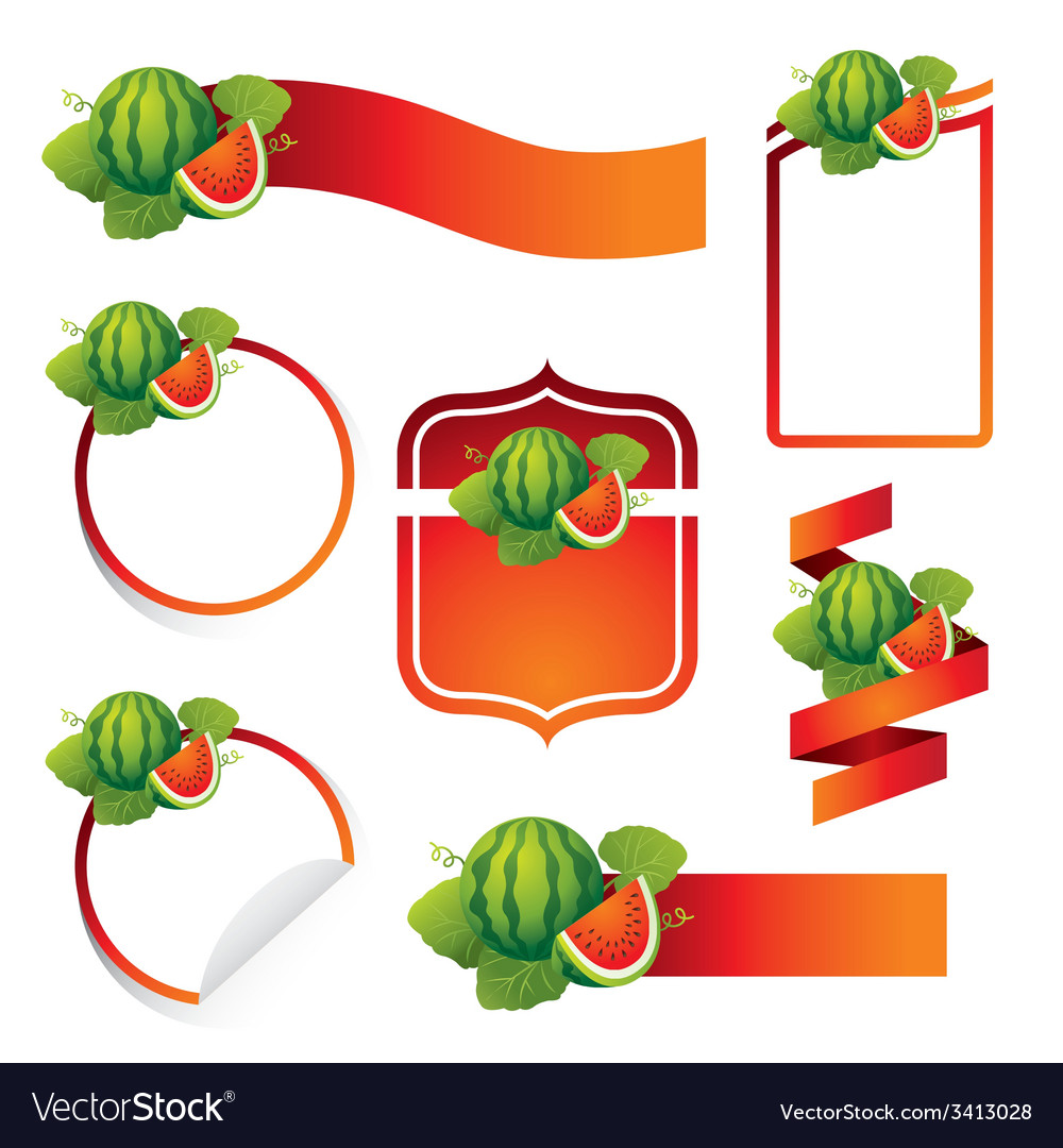 Watermelon label set Royalty Free Vector Image