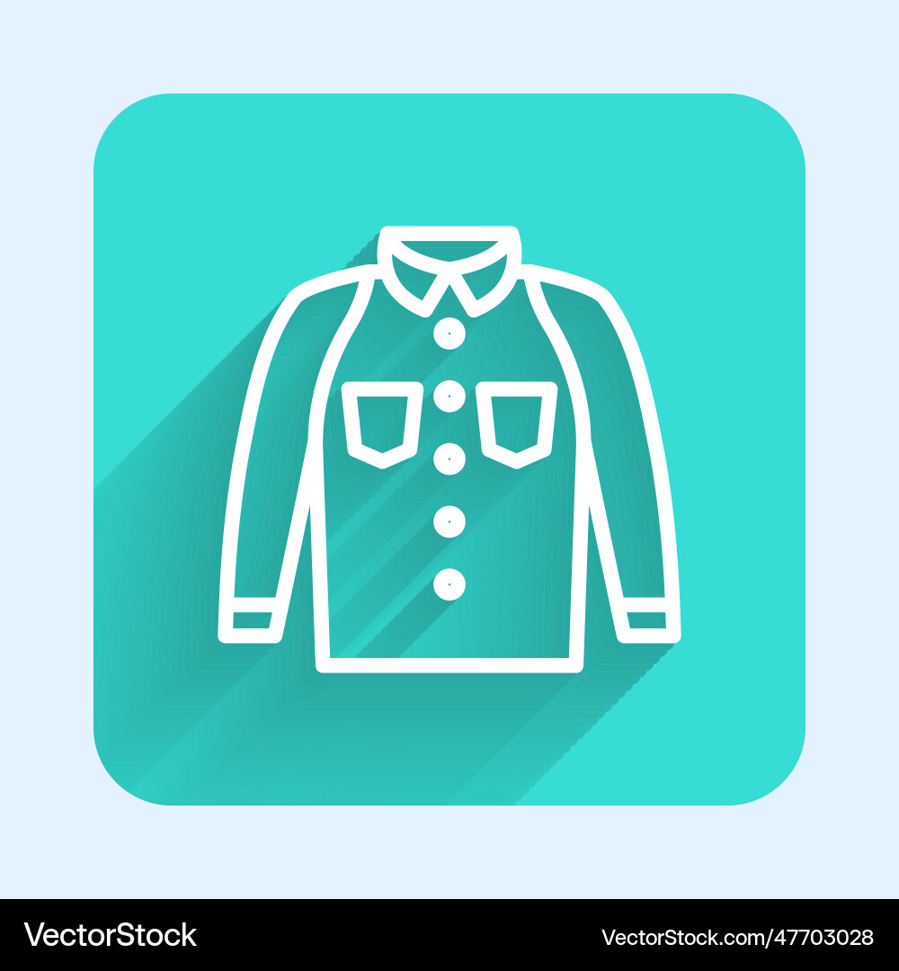White line shirt icon isolated with long shadow Vector Image