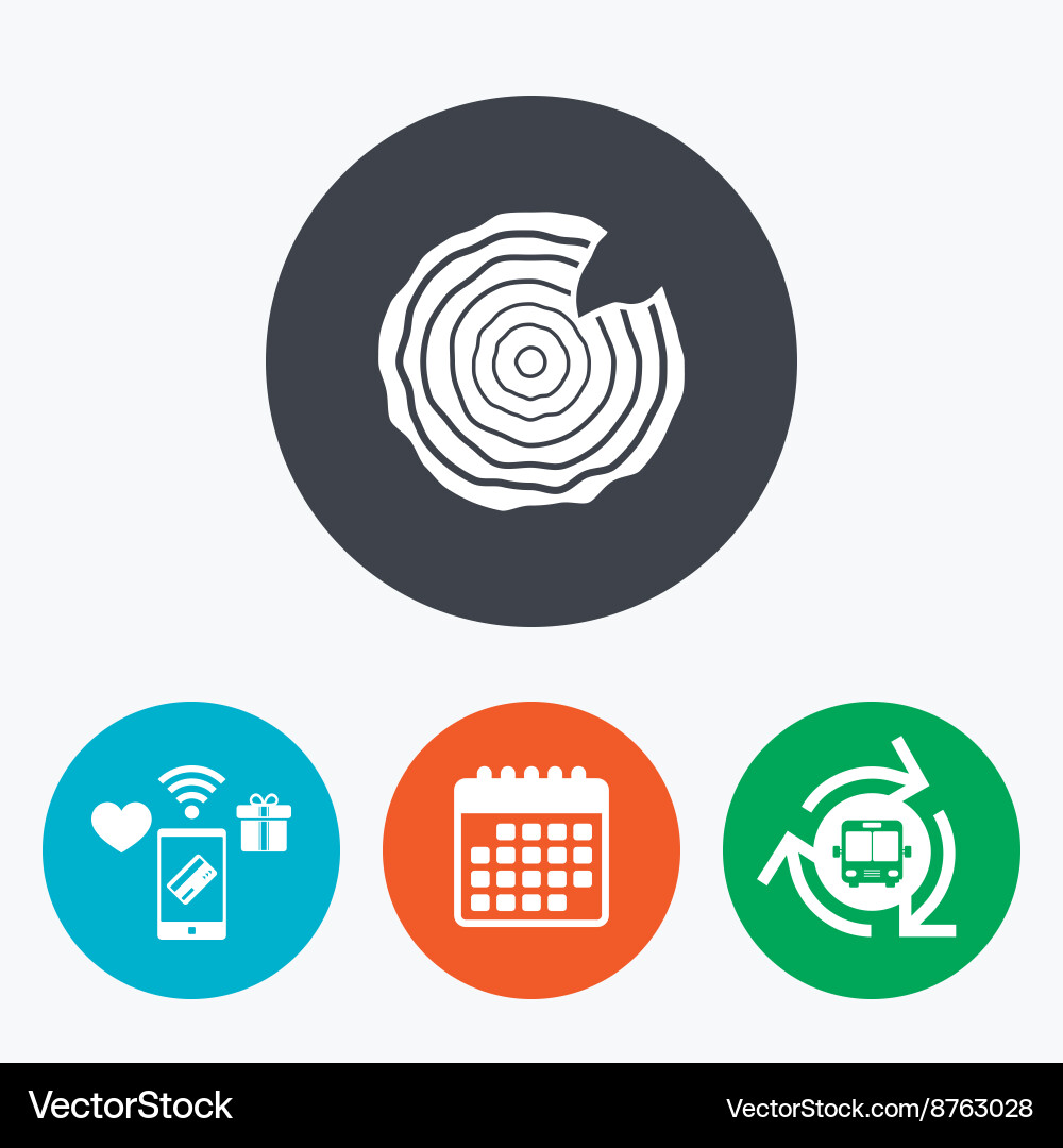 Wood sign icon tree growth rings Royalty Free Vector Image