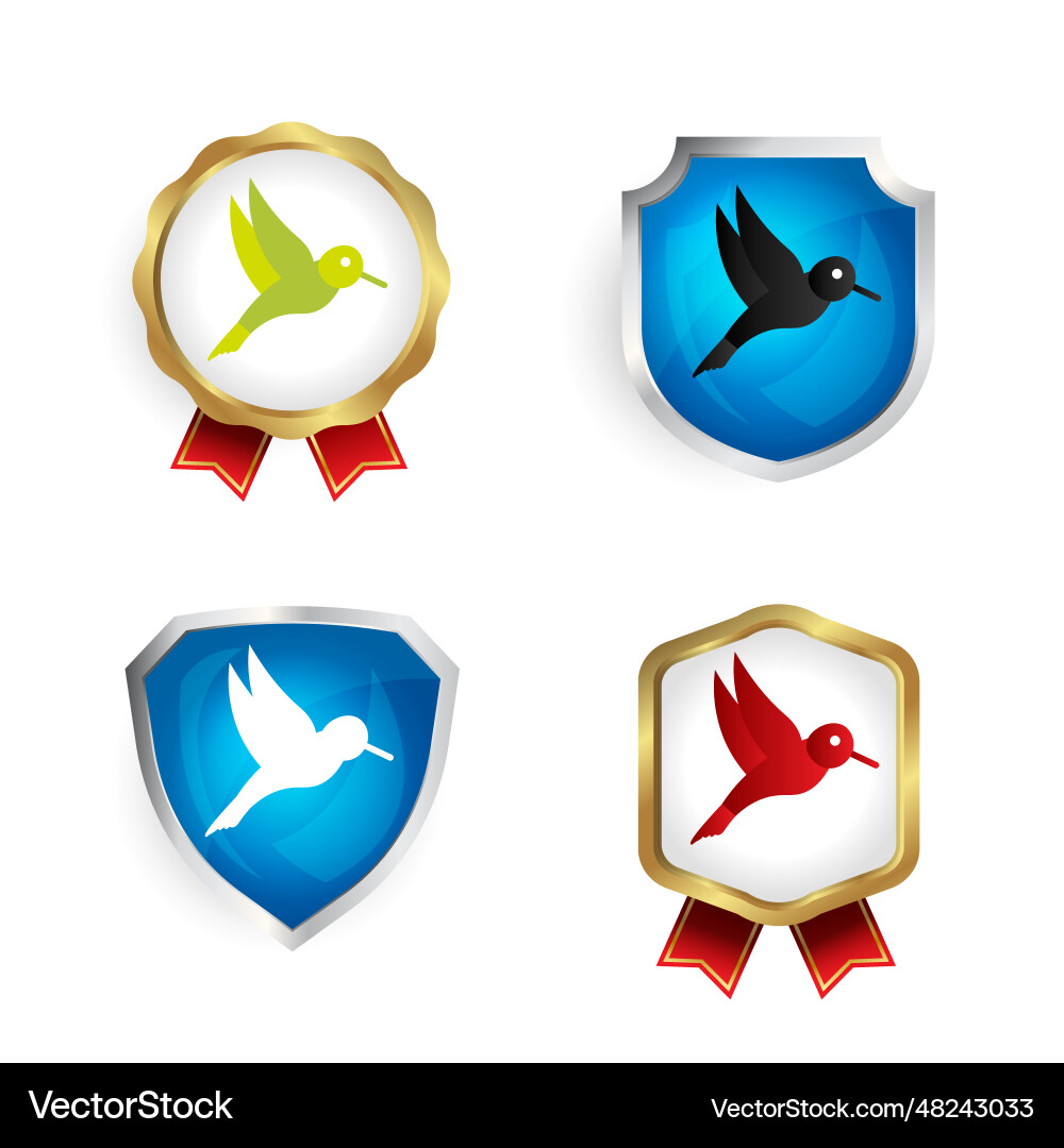 Abstract flat humming bird badge and label Vector Image