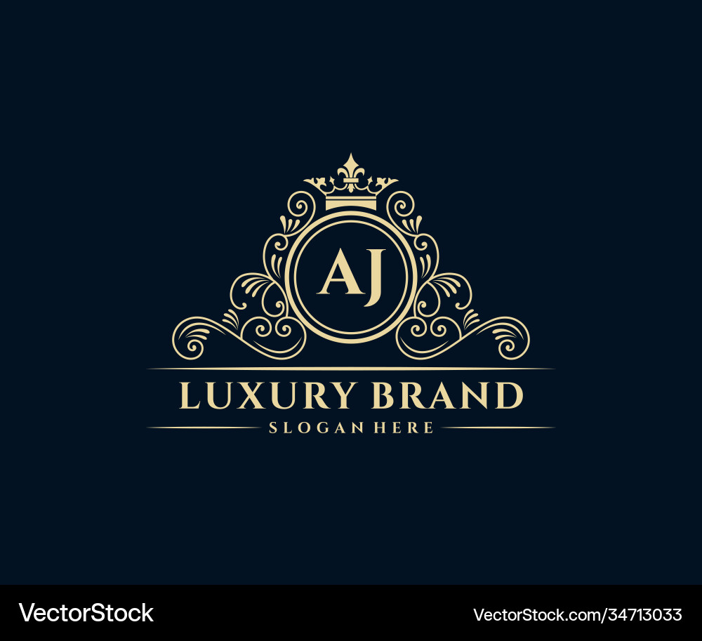 Aj initial letter gold calligraphic feminine Vector Image