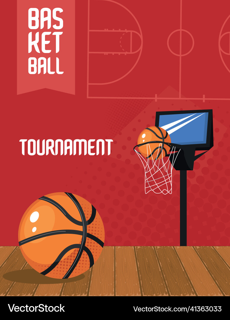 Basketball tournament lettering with point Vector Image