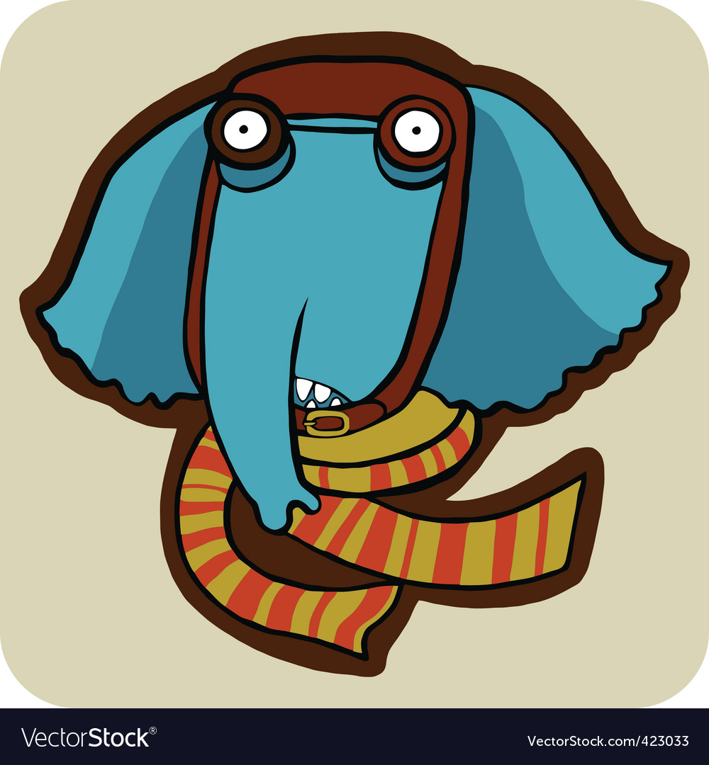 Cartoon of winter elephant Royalty Free Vector Image