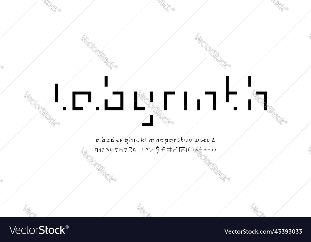 Coding font technology digital alphabet Royalty Free Vector