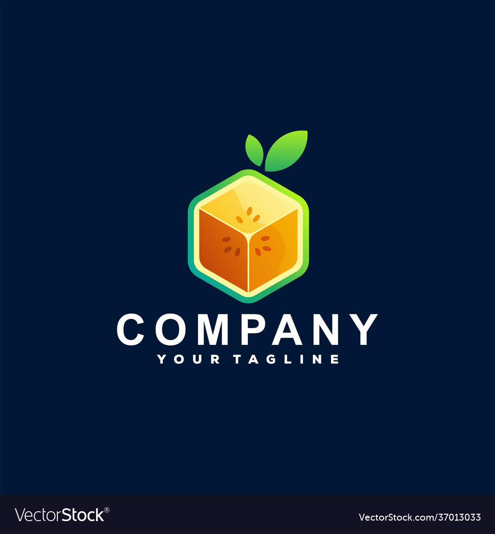 Cube fruit gradient logo design Royalty Free Vector Image