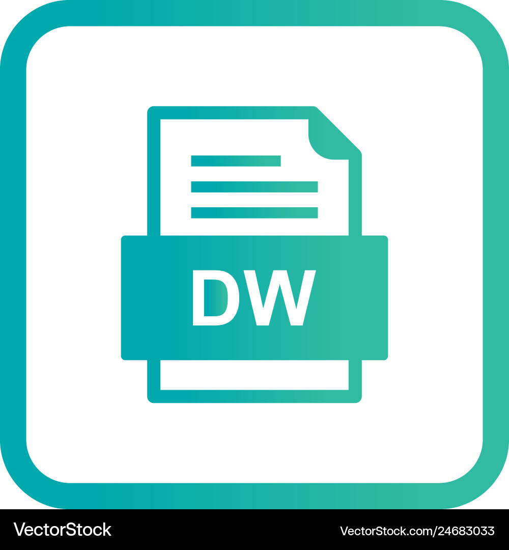 Dw file document icon Royalty Free Vector Image