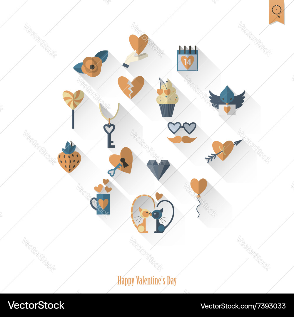 Happy valentines day icons Royalty Free Vector Image