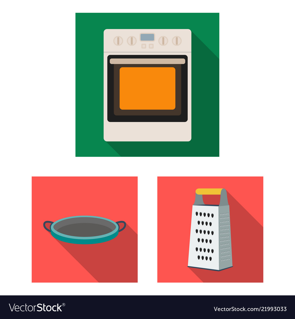 Kitchen equipment flat icons in set collection Vector Image
