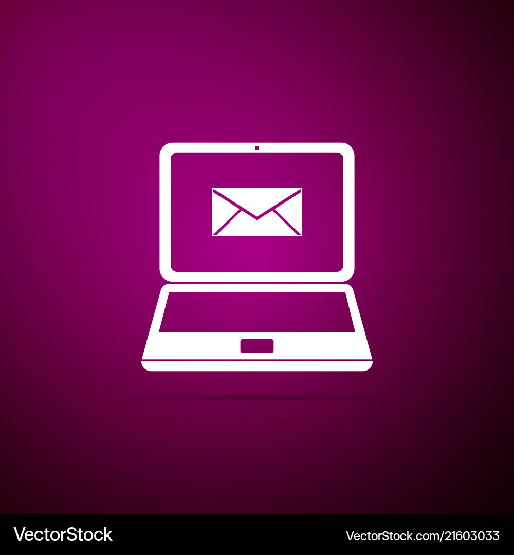 Laptop with envelope and open email on screen icon