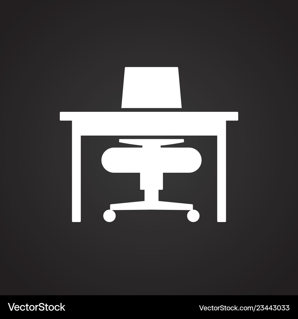Office table icon on black background for graphic Vector Image