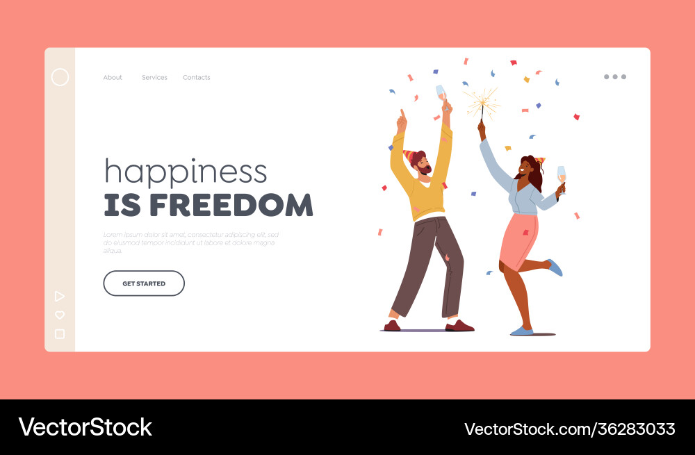 Party celebration landing page template cheerful Vector Image