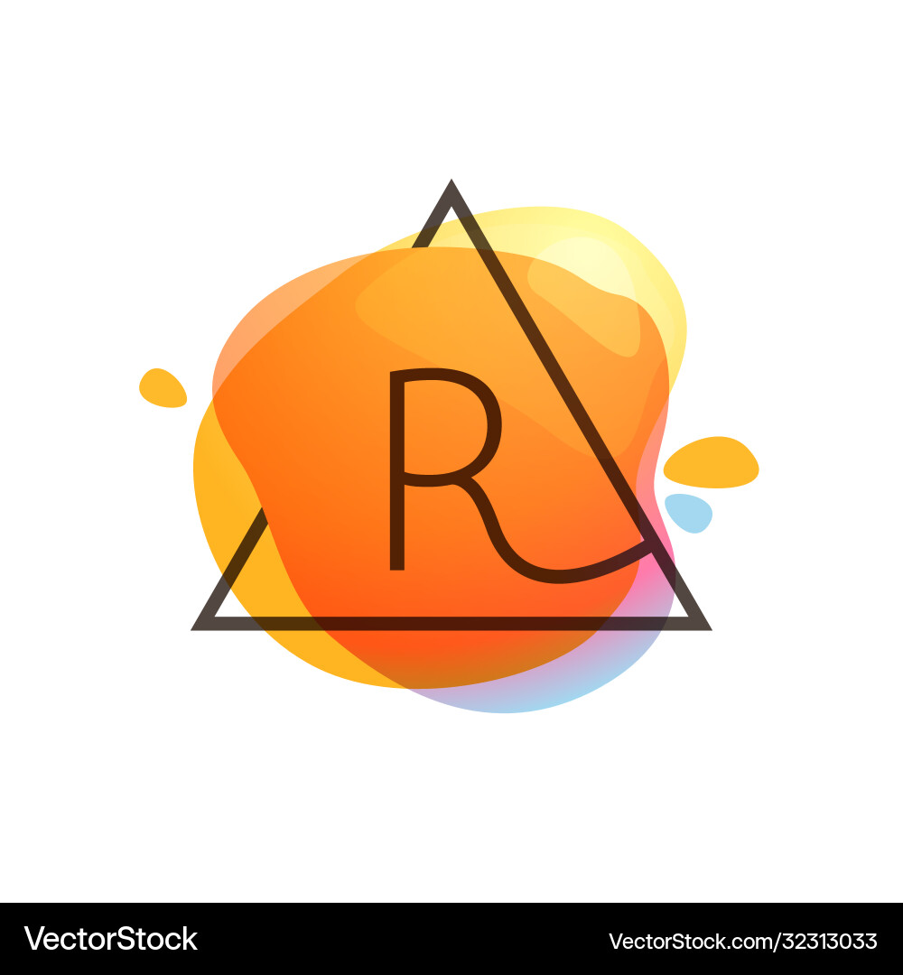 R letter logo in triangle frame at watercolor Vector Image