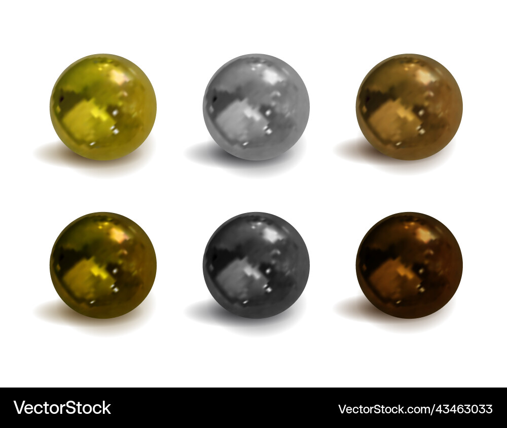 Realistic metallic textured glass balls set Vector Image