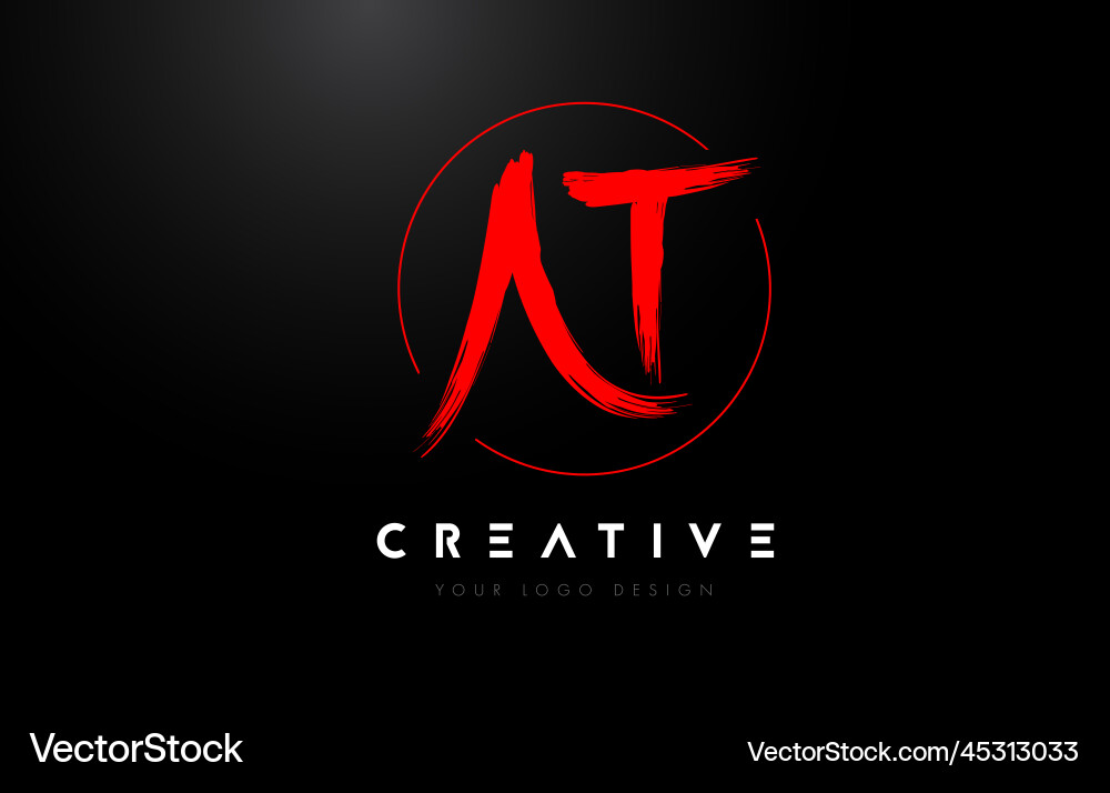 Red at brush letter logo design artistic Vector Image