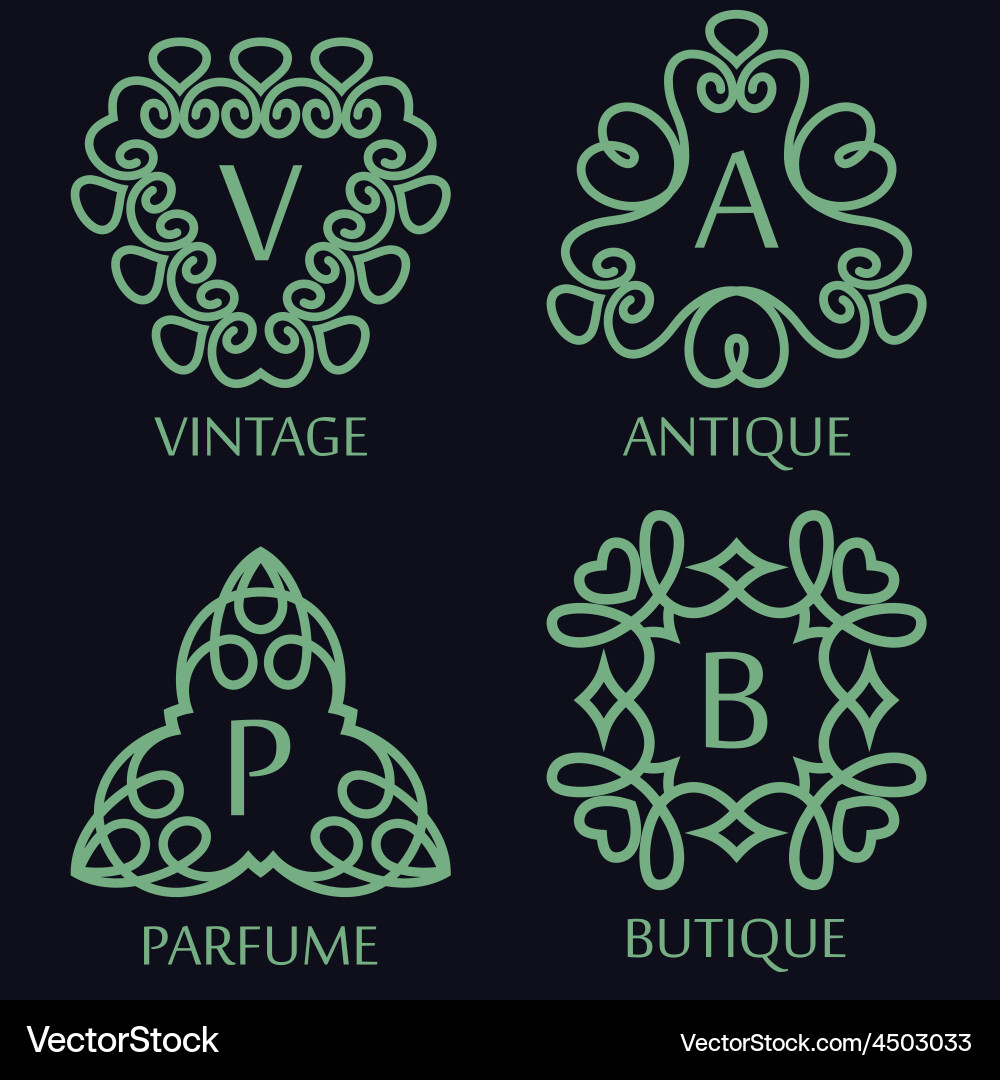 Set of monochrome monogram design templates Vector Image