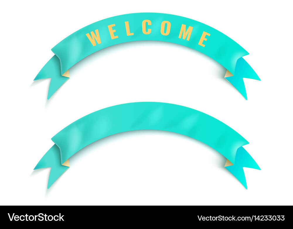 Turquoise ribbon with welcome word Royalty Free Vector Image