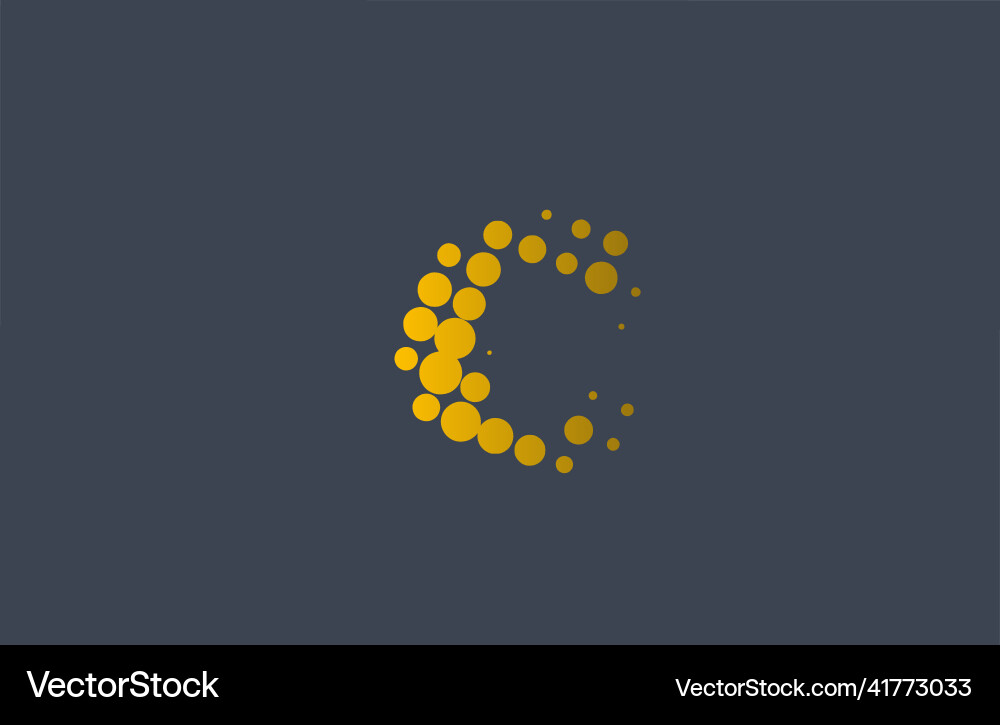 Yellow dotted c alphabet letter logo icon design Vector Image