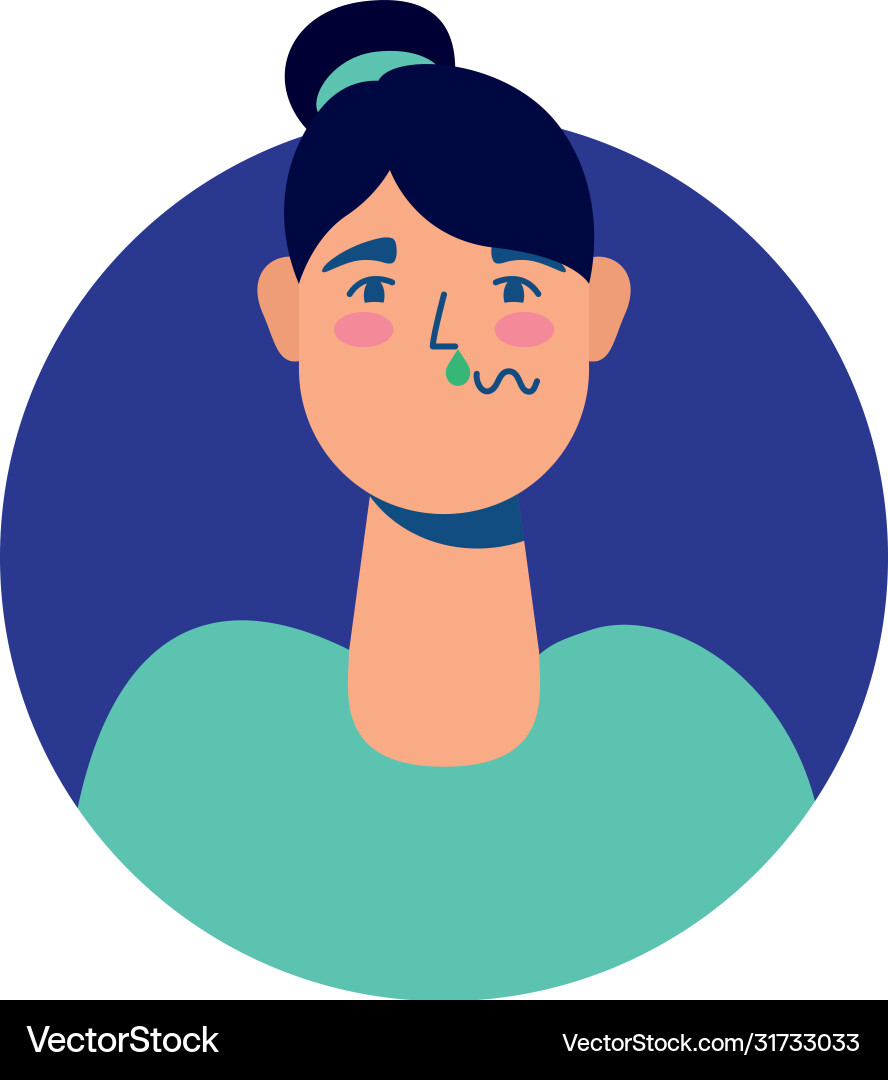 Young woman sick avatar character Royalty Free Vector Image