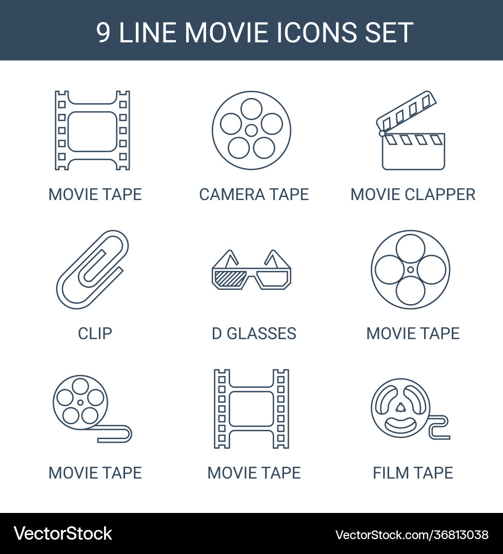 9 movie icons Royalty Free Vector Image - VectorStock