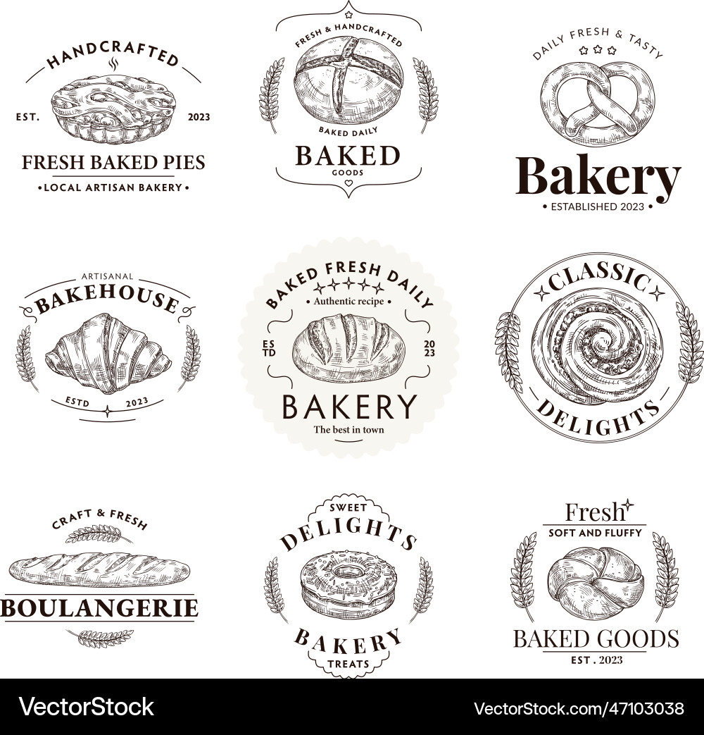 Bakery emblem local bakehouse artisan label Vector Image