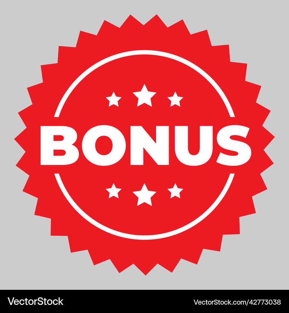 Bonus isolated icon sticker red sign Royalty Free Vector