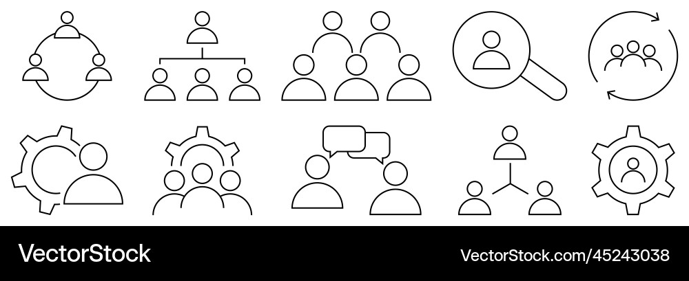 Business cooperation icons set teamwork icon Vector Image