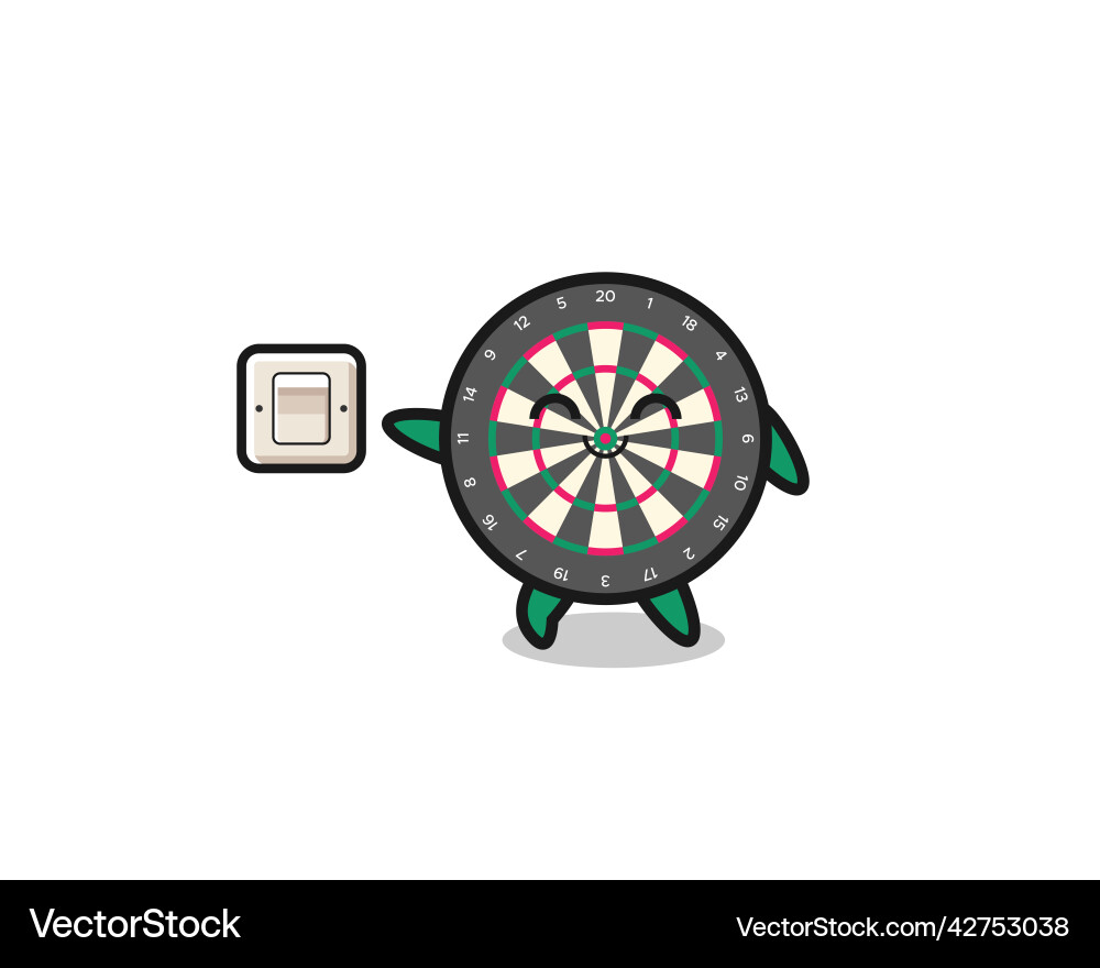 Cartoon dart board is turning off light Royalty Free Vector