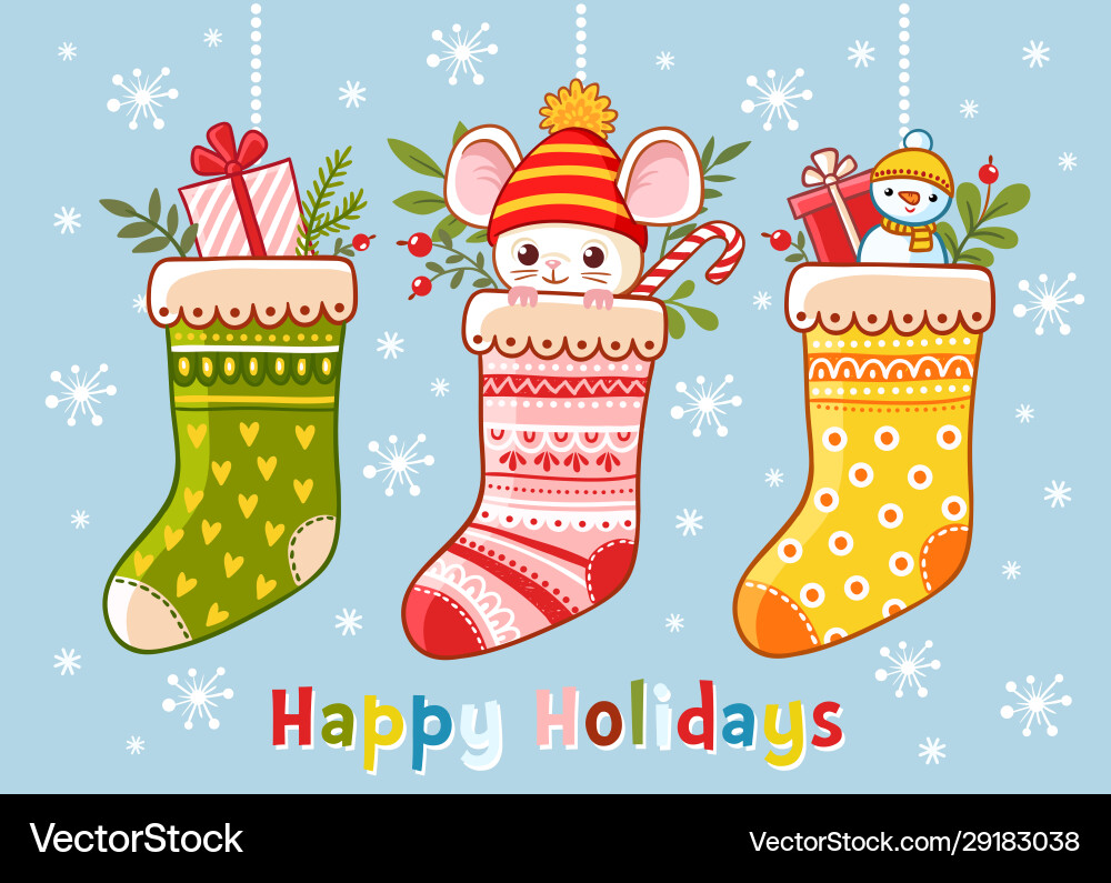 Christmas set with socks Royalty Free Vector Image
